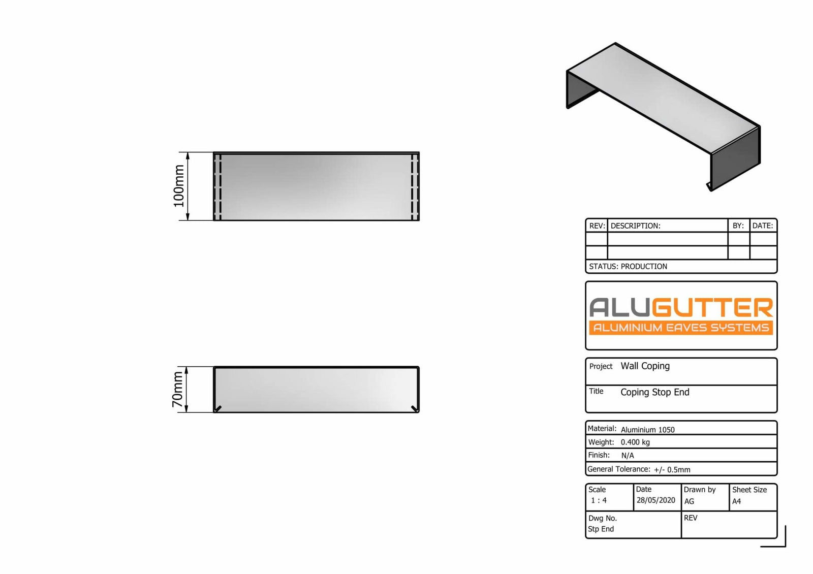 Secret Fix Aluminium Wall Coping Stop End